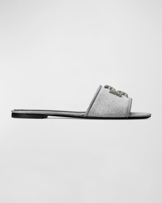 Tory Burch Eleanor Pave Medallion Flat Slide Sandals | Neiman Marcus