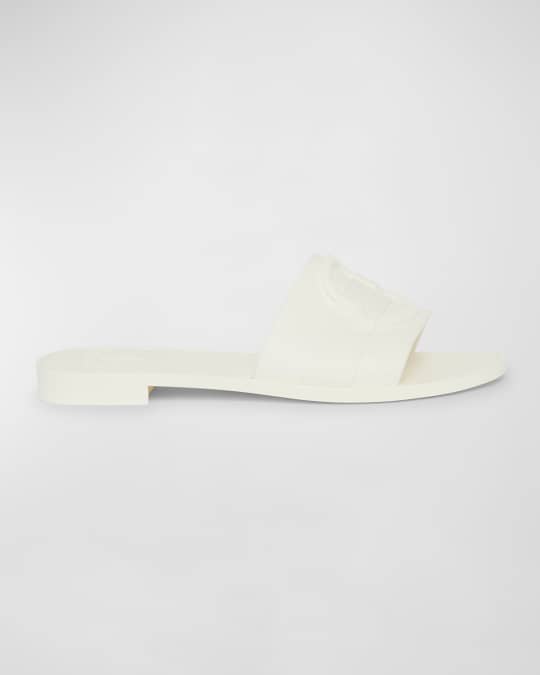 Moncler Mon Rubber Logo Flat Slide Sandals | Neiman Marcus