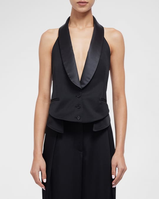 SIMKHAI Albany Backless Deep V-Neck Vest | Neiman Marcus