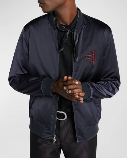 John Varvatos Men's Embroidered David Bowie Bomber Jacket | Neiman Marcus