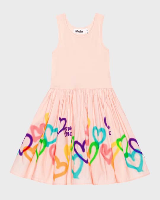 Molo Girl's Cassandra Heart-Print Dress, Size 3T-6 | Neiman Marcus