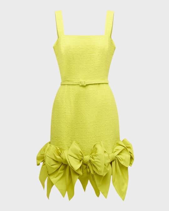 Oscar de la Renta Faille Bow Square-Neck Tweed Mini Tank Dress | Neiman ...