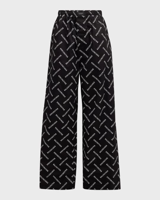 Balenciaga Men's Allover Diagonal Logo Pajama Pants | Neiman Marcus