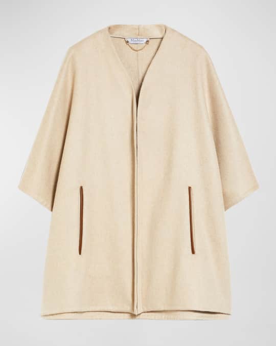Max Mara Aris Cashmere & Leather Cape | Neiman Marcus