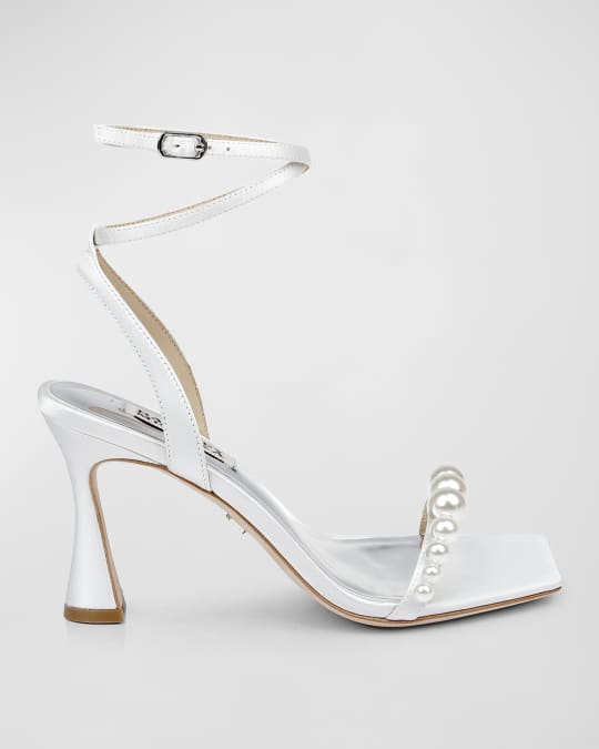 Badgley Mischka Cailey Metallic Sphere Ankle-Strap Sandals | Neiman Marcus