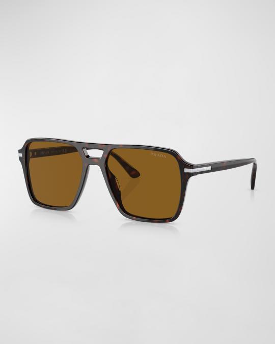 Prada Men's Tortoise Aviator Sunglasses | Neiman Marcus