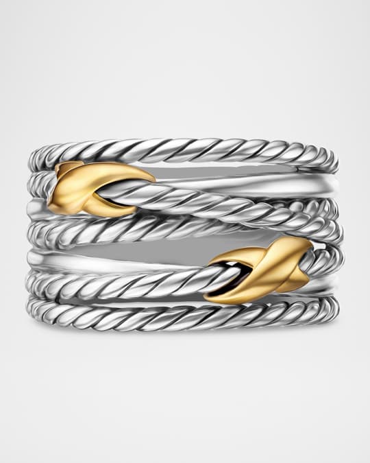 David Yurman Double X Crossover Ring in Silver with 18K Gold, 13mm ...