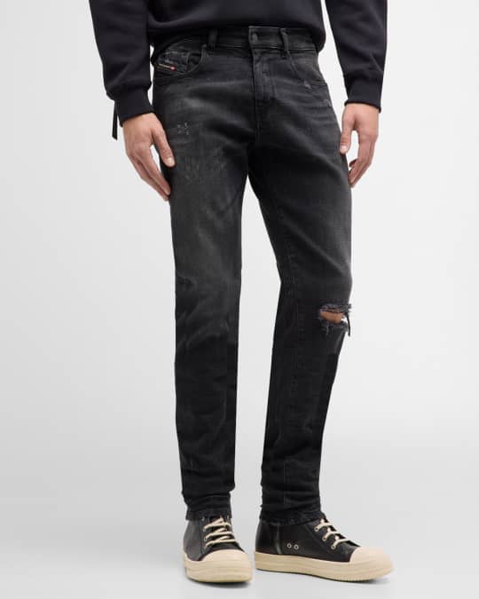 Diesel Men's 2019 D Strukt Distressed Denim Pants, Black | Neiman Marcus