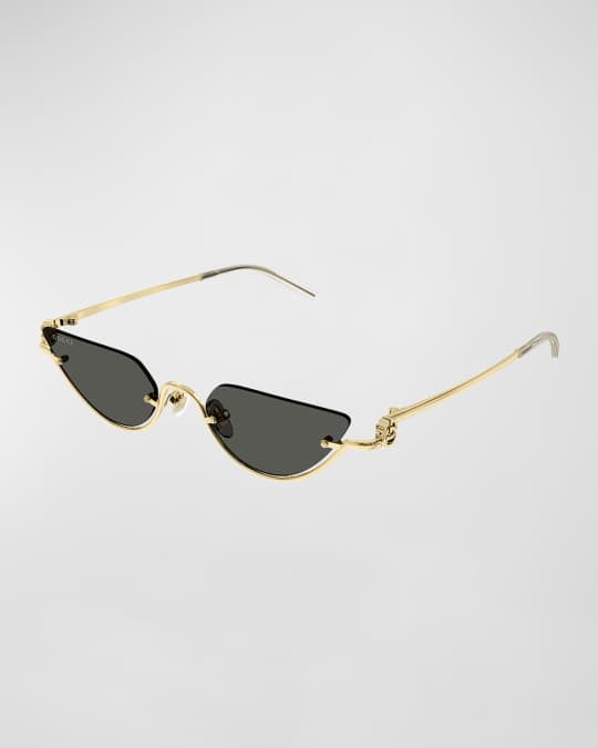 Gucci Half-Rimmed Metal Cat-Eye Sunglasses | Neiman Marcus