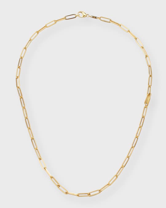 Lisa Nik Golden Dreams 18K Yellow Gold Petite Paper Clip Chain Necklace ...