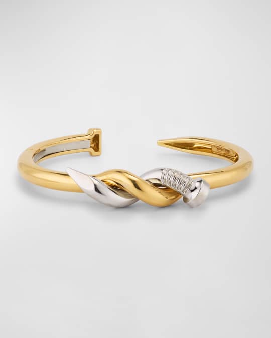 David Webb Polished Two Tone Twisted Nail Cuff | Neiman Marcus