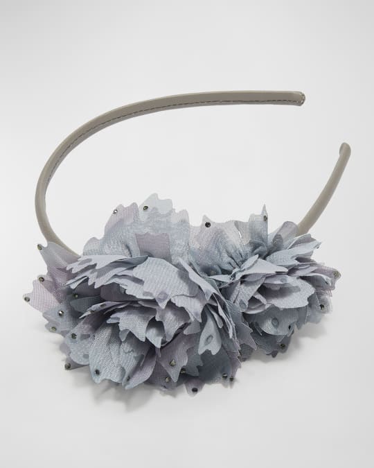 Lele Sadoughi x SJP Peony Bouquet Gray Headband | Neiman Marcus