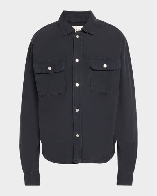 FRAME Men's Textured Terry Overshirt | Neiman Marcus