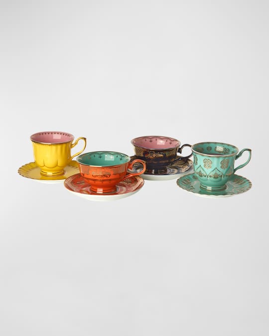 POLSPOTTEN Grandpa Tea Cups & Saucers, Set of 4 | Neiman Marcus