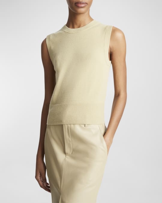 Vince Wool Cashmere Crewneck Shell Top | Neiman Marcus