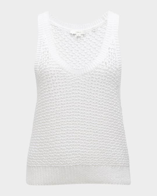 Vince Mesh Stitch V-Neck Tank Top | Neiman Marcus