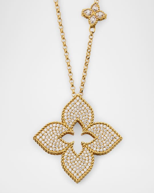 Roberto Coin 18K Yellow Gold Pave Diamond Venetian Princess Necklace ...