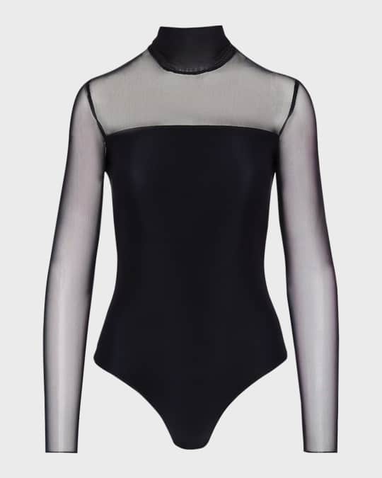 strapless illusion leotard