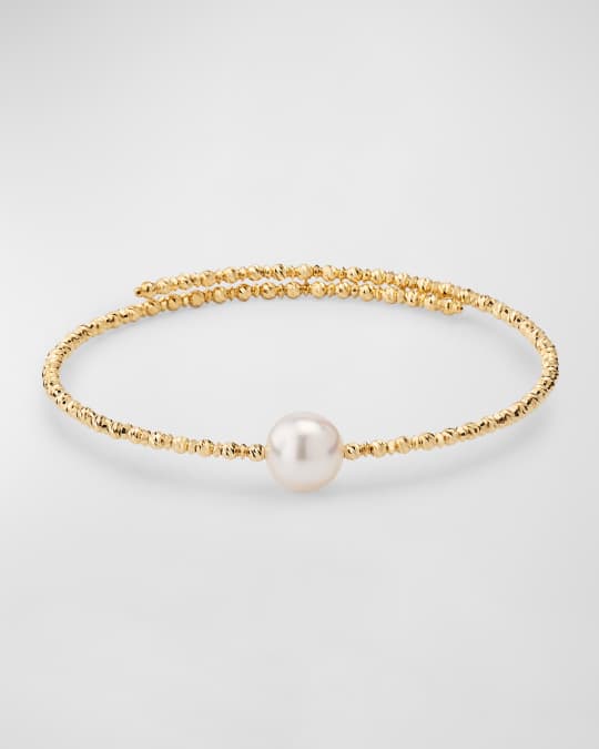 Pearls By Shari 18K Yellow Gold Akoya Pearl Bangle Bracelet | Neiman Marcus