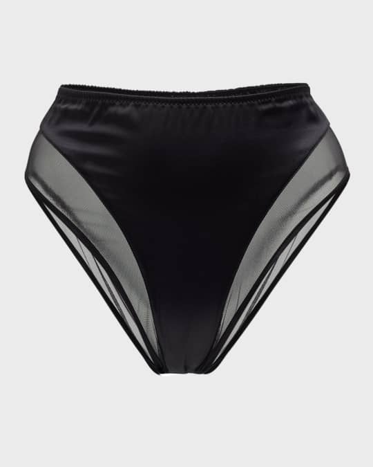 Dolce&Gabbana Satin & Mesh Briefs | Neiman Marcus