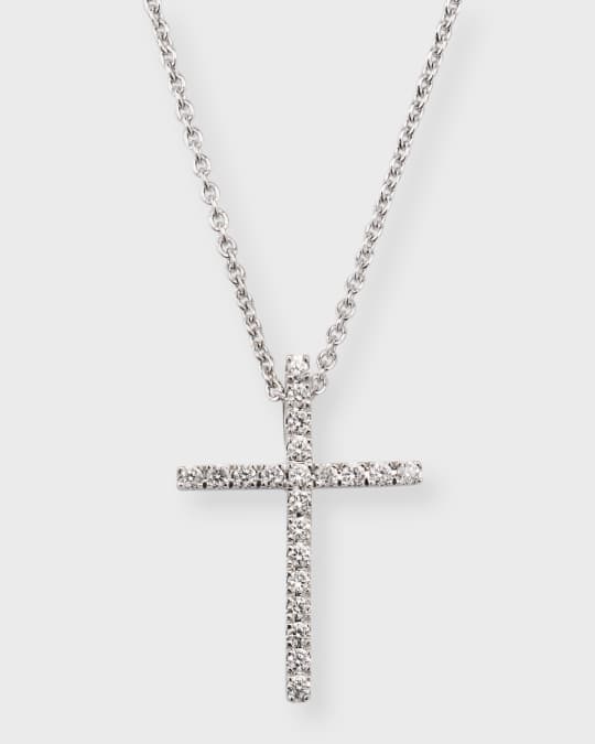 Lisa Nik Talisman 18K White Gold Diamond Petite Cross Pendant Necklace ...