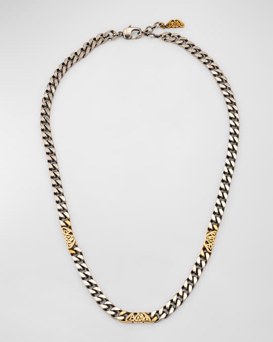 McQueen Men's Two-Tone Seal Logo Chain Necklace | Neiman Marcus
