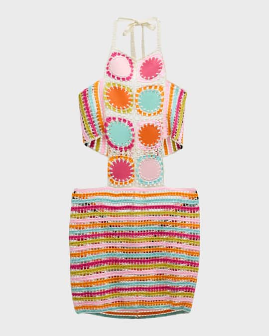 My Beachy Side Hand Crochet Mini Dress with Faux Leather Scoop Motifs ...