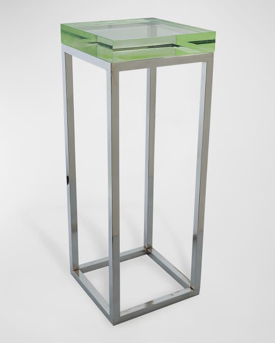 Port 68 Drake Acrylic & Polished Nickel Accent Table | Neiman Marcus