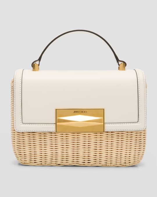 Jimmy Choo Diamond Flap Raffia Top-Handle Bag | Neiman Marcus