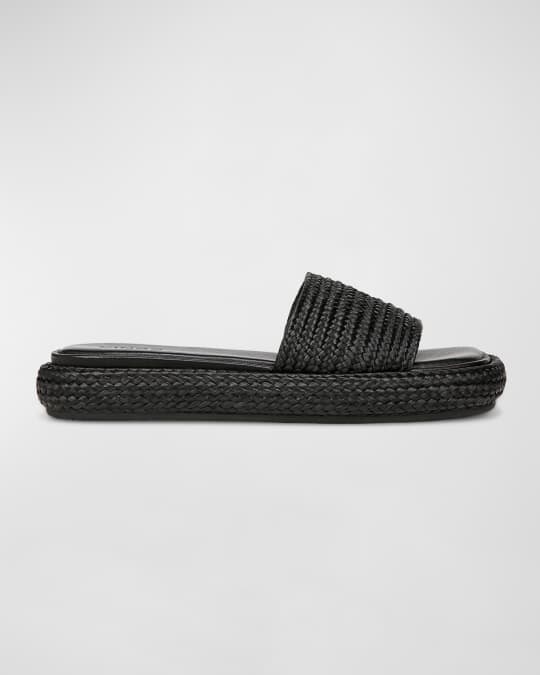 Vince Eva Raffia Easy Slide Sandals | Neiman Marcus