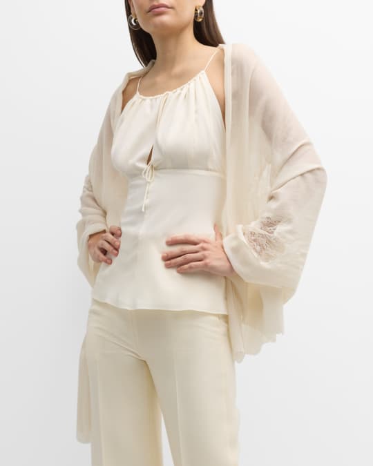 Bindya Accessories Sheer Lace Cashmere & Silk Evening Wrap | Neiman Marcus