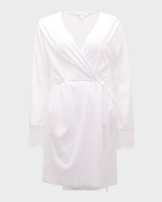 Skin Melissa Lace-Trim Cotton Robe | Neiman Marcus