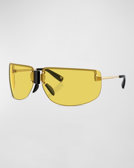Tory Burch Half-Rimmed Metal Wrap Sunglasses | Neiman Marcus
