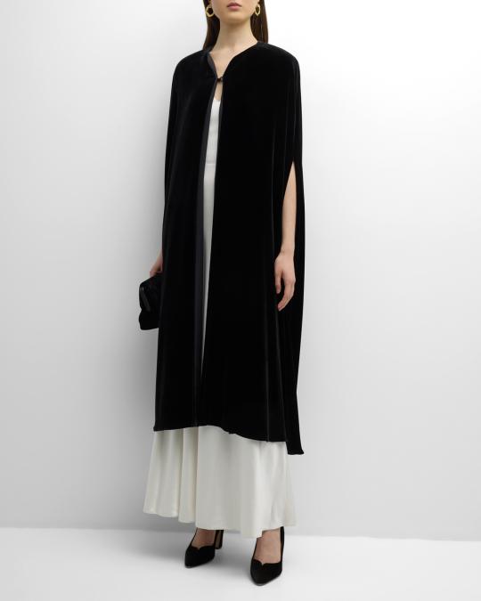 Chloe x Atelier Jolie Long Cape Overcoat with Tie Neck | Neiman Marcus