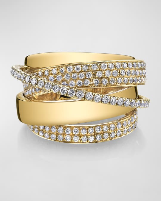 SHAY 18K Yellow Gold Pave Diamond Orbit Ring | Neiman Marcus