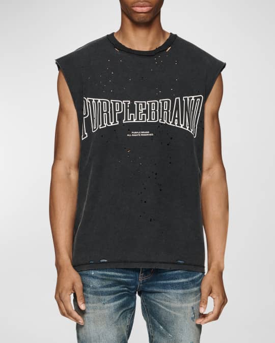 PURPLE Men's Distressed Jersey Tank Top | Neiman Marcus