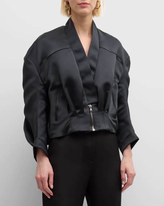 Bach Mai Sculpted Satin Bomber Jacket | Neiman Marcus