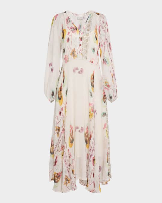 Pierre-Louis Mascia Floral-Print Silk Chiffon A-Line Maxi Dress ...