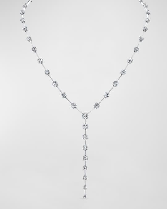 Rahaminov Diamonds 18K White Gold Round Diamond Y Drop Necklace ...
