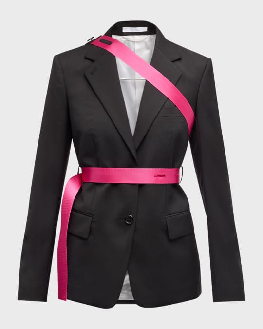 Helmut Lang Single-Breasted Seatbelt Blazer | Neiman Marcus