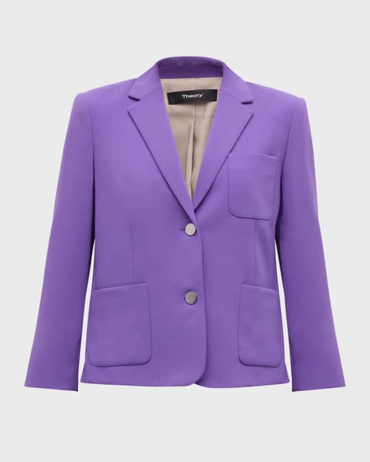 Theory Patch Pocket Shrunken Crepe Jacket | Neiman Marcus