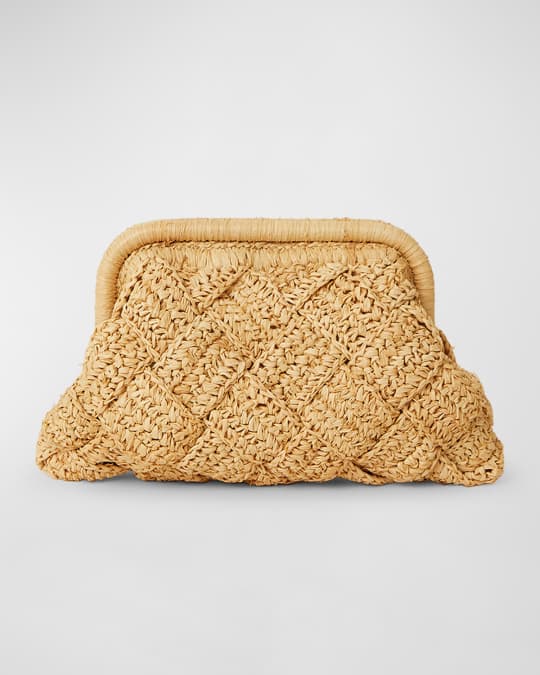 BTB Los Angeles Gigi Framed Raffia Clutch Bag | Neiman Marcus