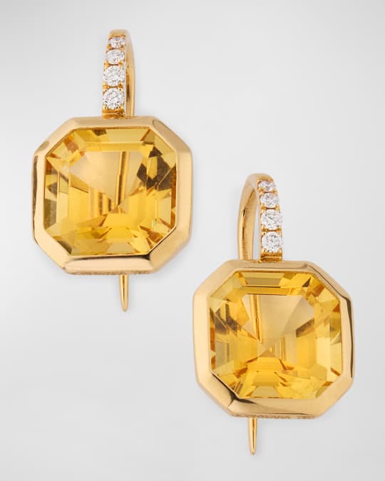 Goshwara Gossip 18K Yellow Gold Citrine and Diamond Earrings on Wire ...
