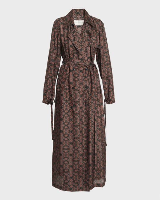 Dries Van Noten Renwicks Abstract-Print Belted Long Trench Coat ...