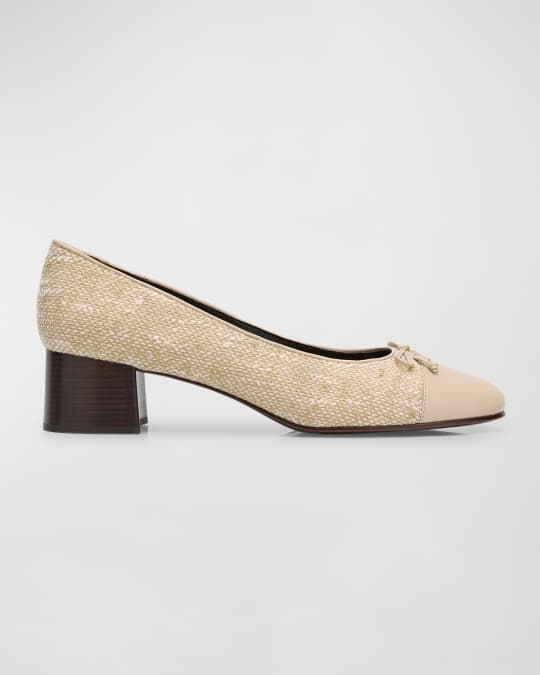 Tory Burch Cap-Toe Bow Ballerina Pumps | Neiman Marcus