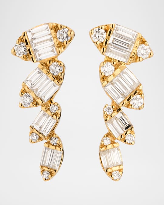 Lisa Nik Sparkle 18K Yellow Gold Baguette and Round Diamond Earring ...