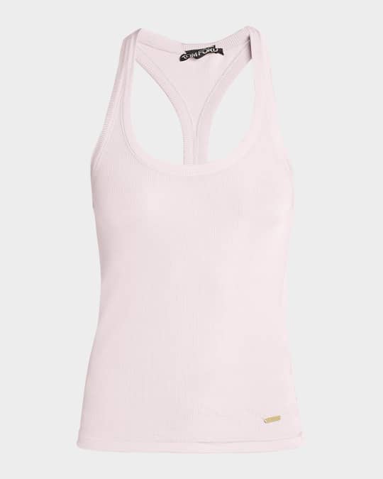 TOM FORD Lustrous Micro Rib Jersey Racerback Tank Top | Neiman Marcus