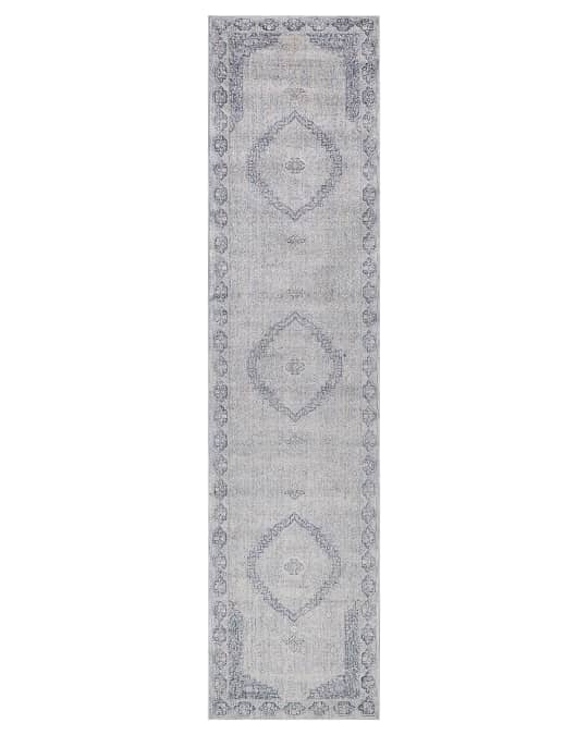 Exquisite Rugs Heritage Power-Loomed Blue & Gray Runner, 3' X 12 ...