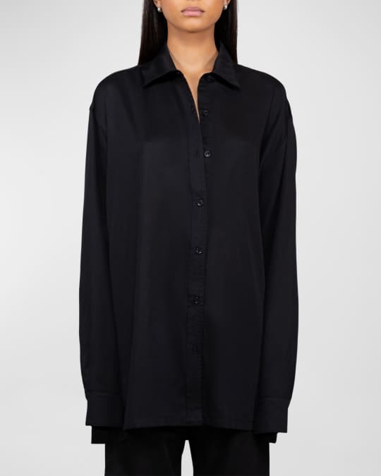 LESET Yoko Oversized Button-Front Shirt | Neiman Marcus
