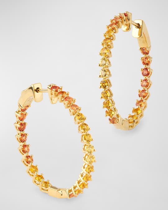 Lisa Nik Rainbow 18K Yellow Gold Ombre Yellow Sapphire Inside Out Hoop ...